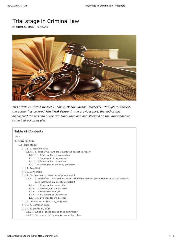 Stages of Criminal Trial | PDF