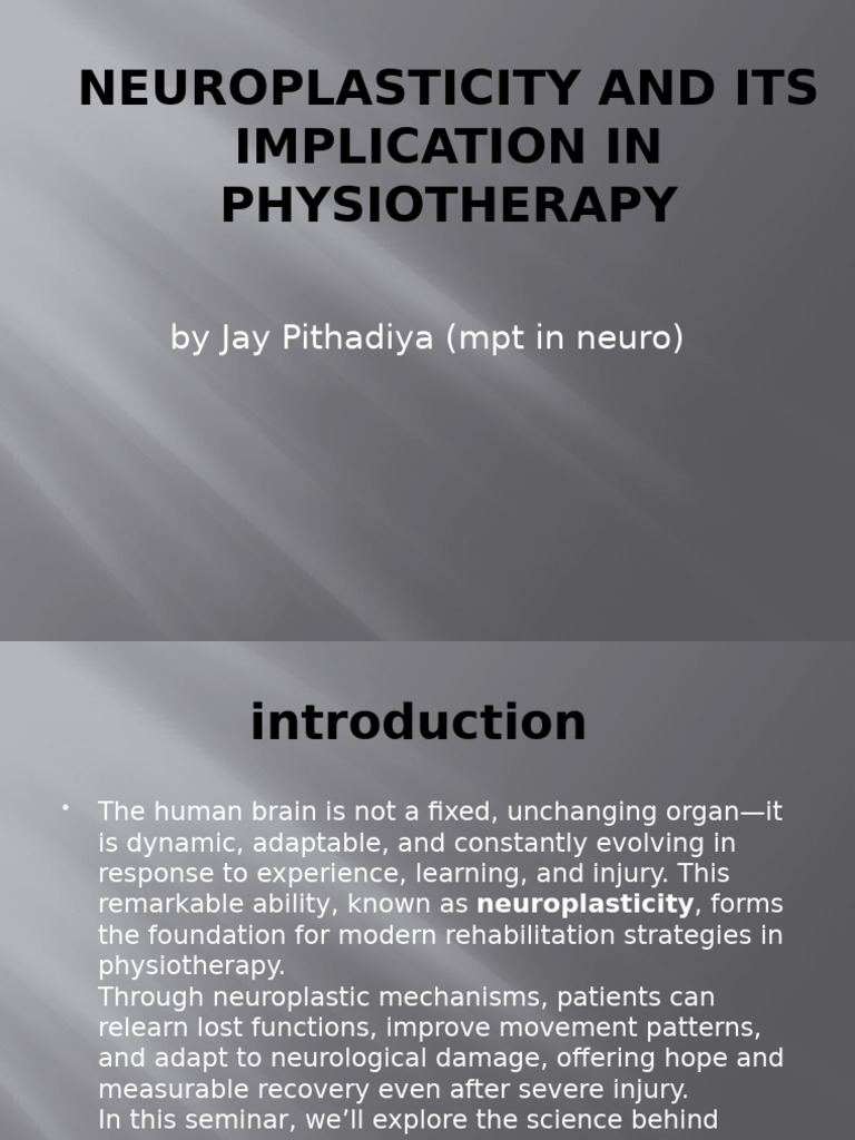 Neuroplasticity and Its Implication in Physiotherapy | PDF ...