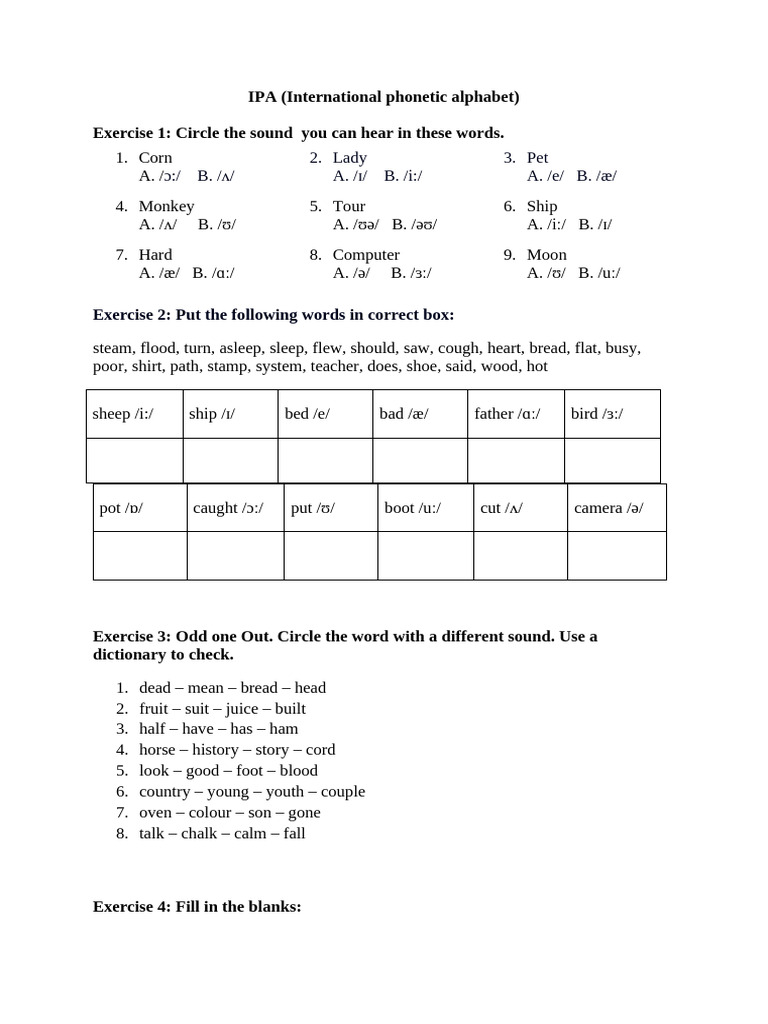 IPA Exercises | PDF
