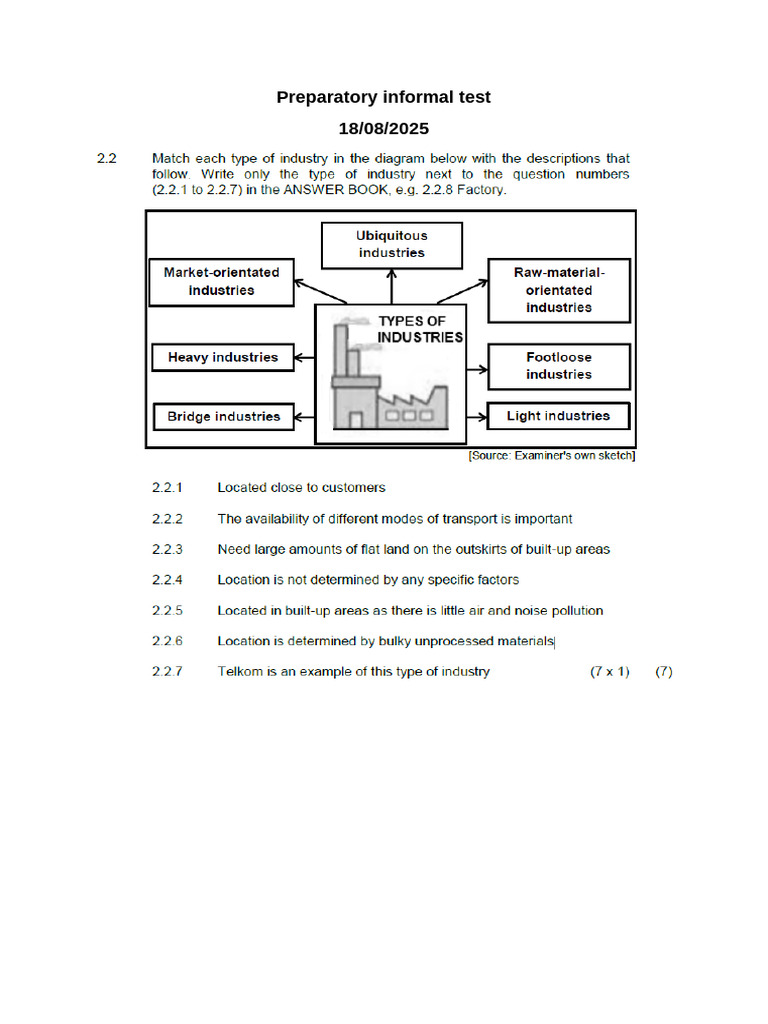 Preparatory Informal Test 2 | PDF | Gold Mining | South Africa