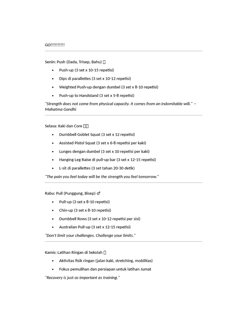 Kalistenik Jadwal | PDF