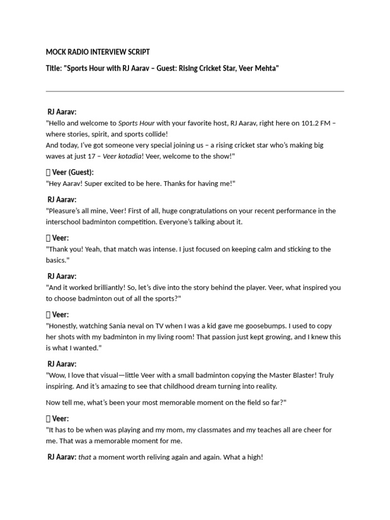Mock Radio Interview Script | PDF