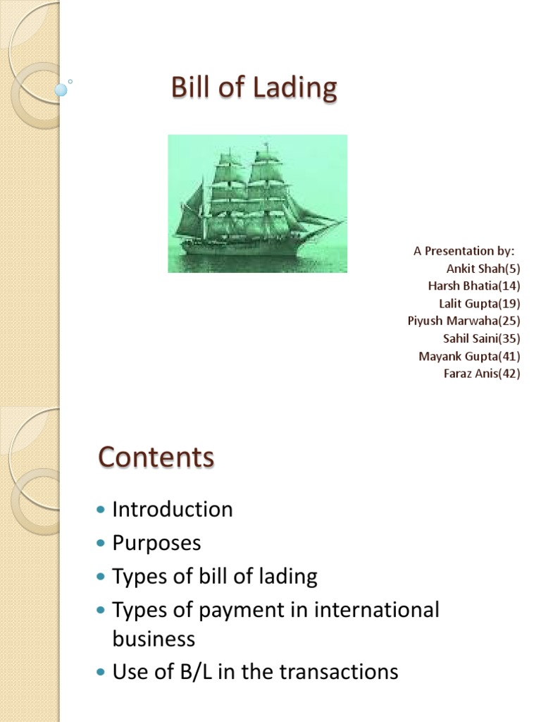 Bill of Lading | PDF | Letter Of Credit | Bill Of Lading