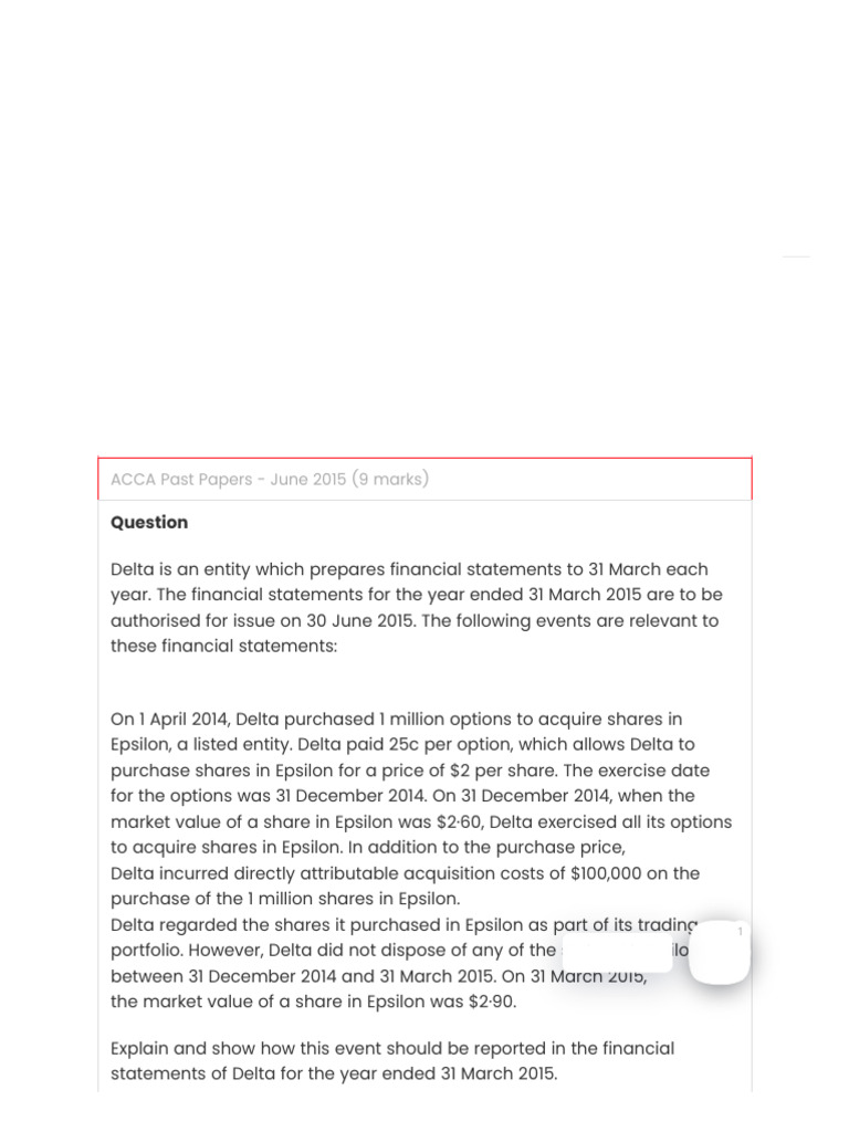 ACCA IFRS 9 Financial Instruments Guide | PDF | Fair Value | Historical ...