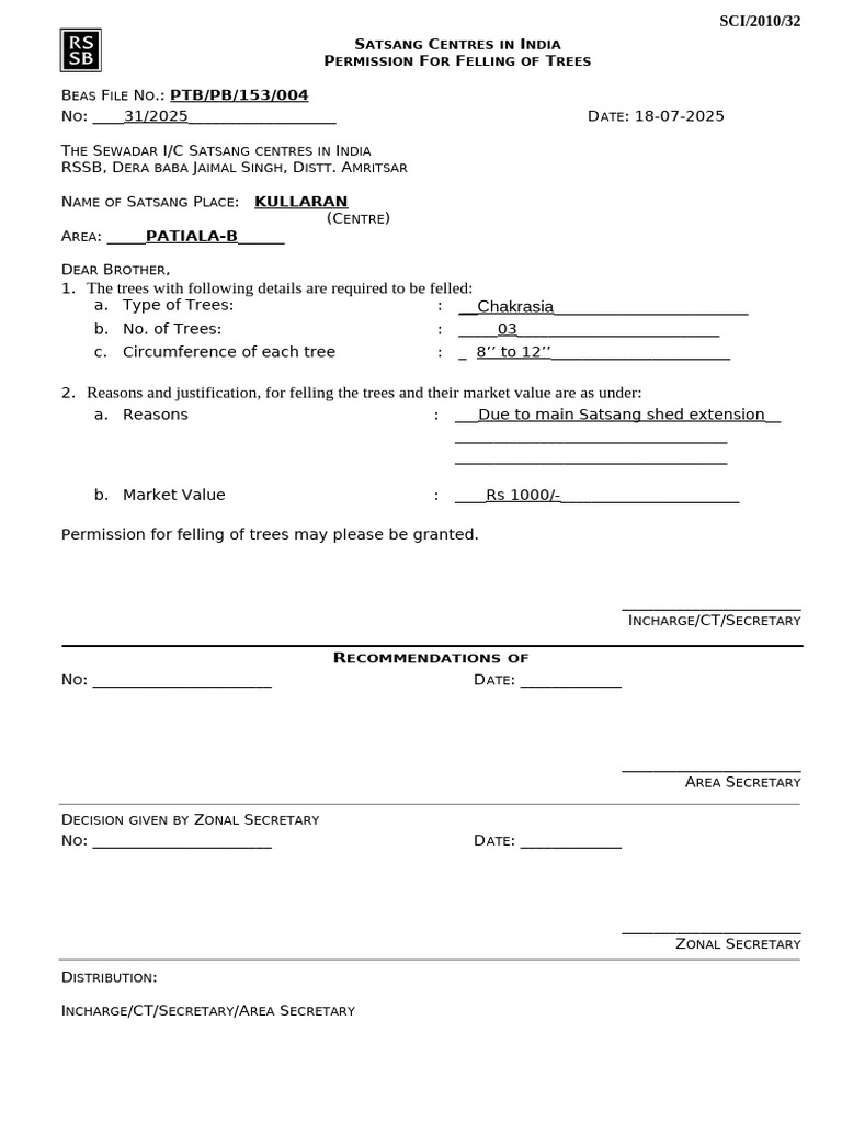 31-2025 Sci-32-Permission For Felling of Trees | PDF