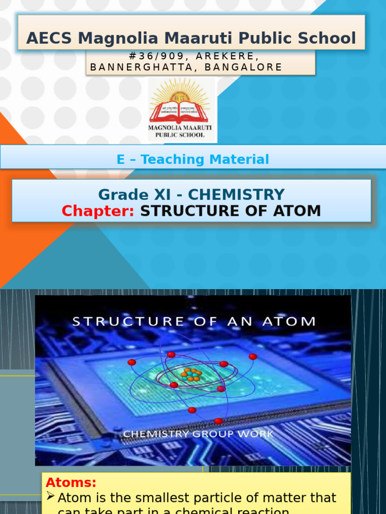 Chemistry Grade XI: Structure of Atom | PDF | Atoms | Electron