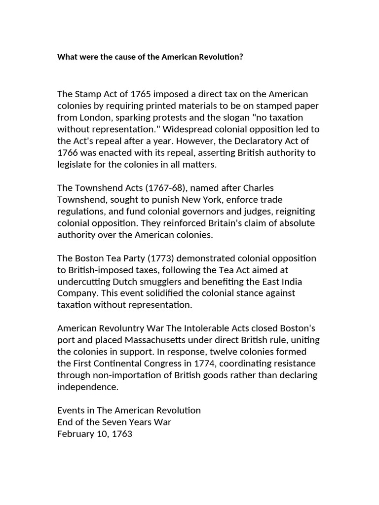 Extra Notes On American Revolution | PDF | Thirteen Colonies | American ...