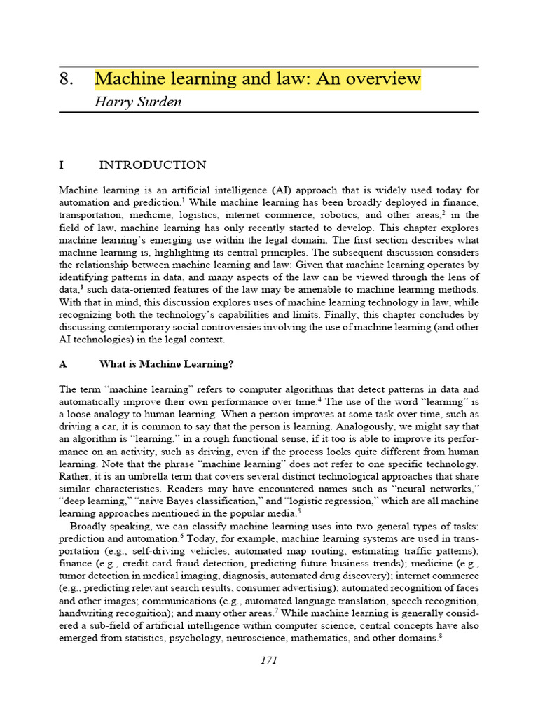 Machine Learning in Law Overview | PDF | Machine Learning | Artificial ...