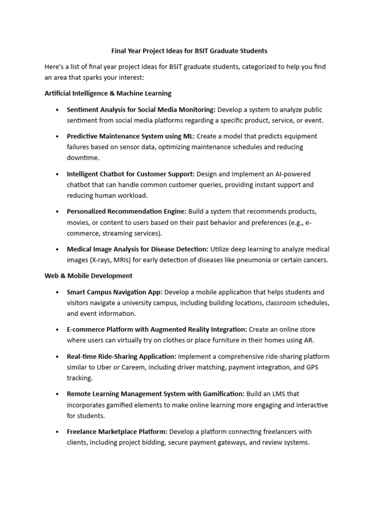 Final Year Project Ideas for BSIT Students | PDF | Internet Of Things ...