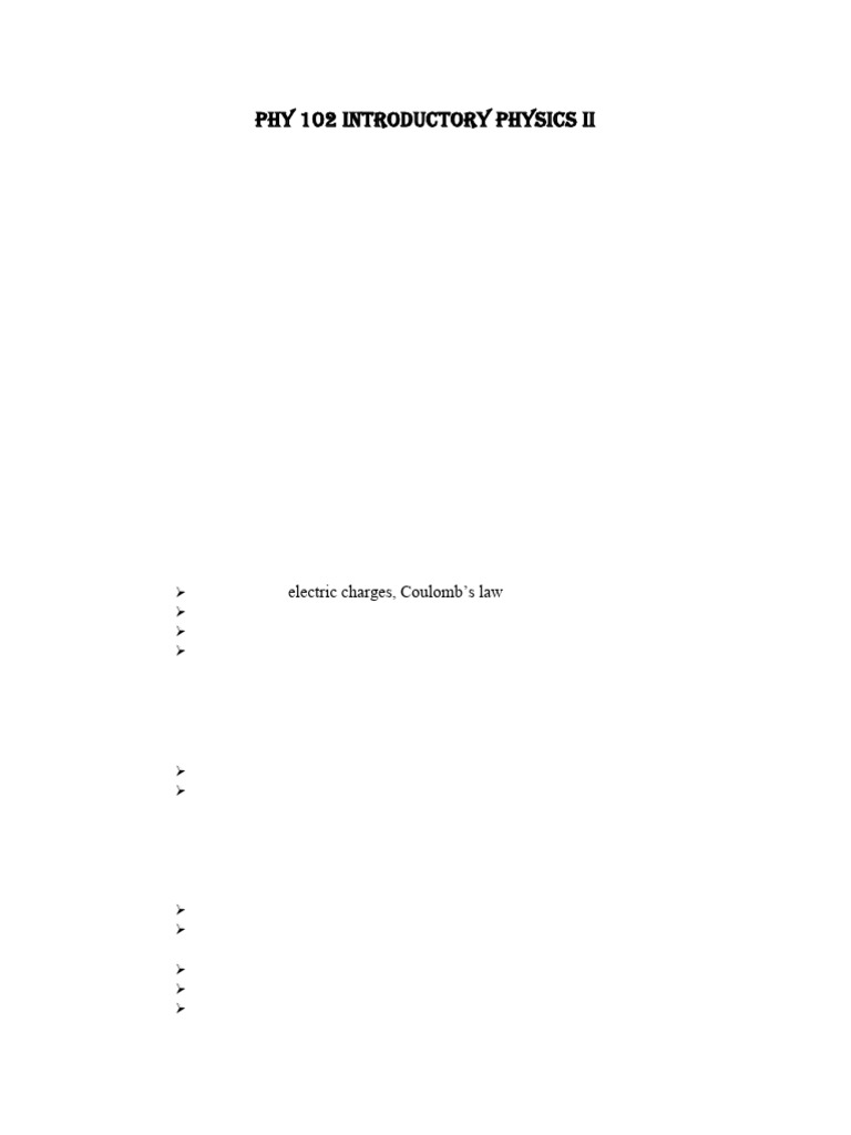 PHY 102 Introductory Physics II | PDF | Electromagnetic Induction ...