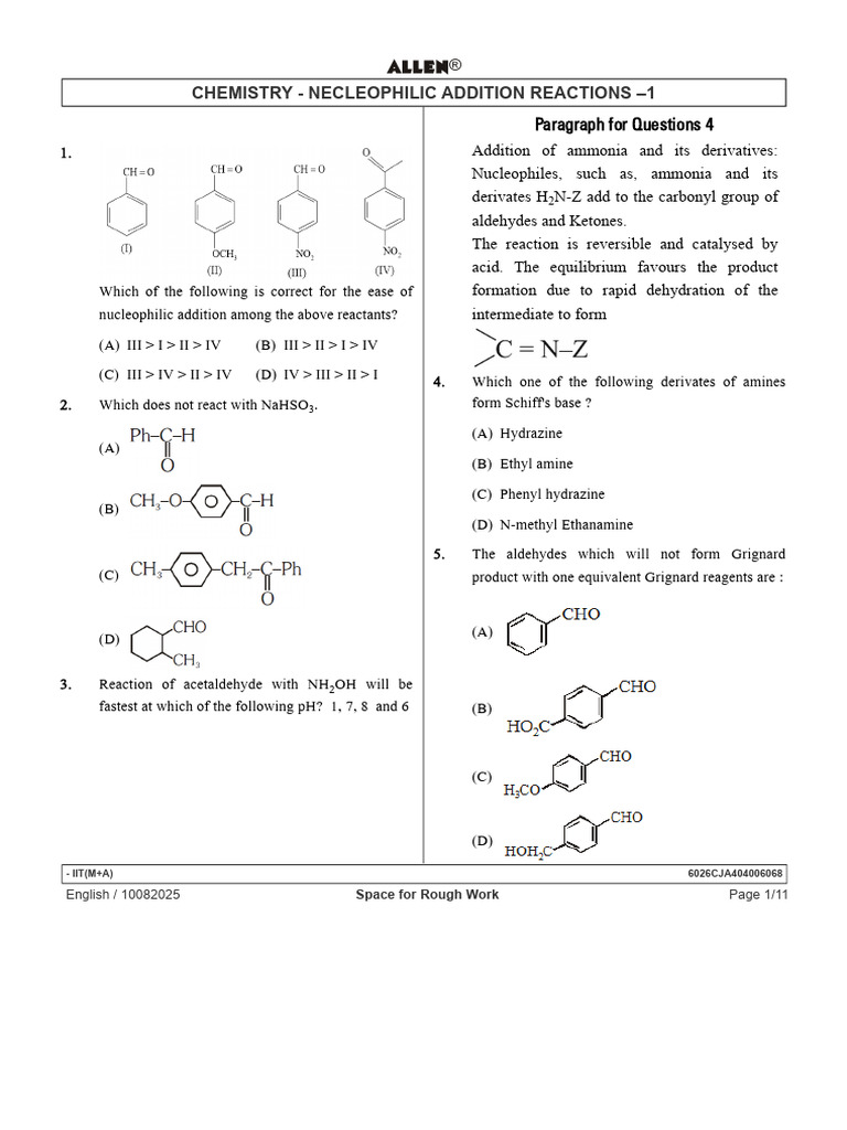 Nucleophilic Addition Reactions in Chemistry | PDF | Aldehyde ...