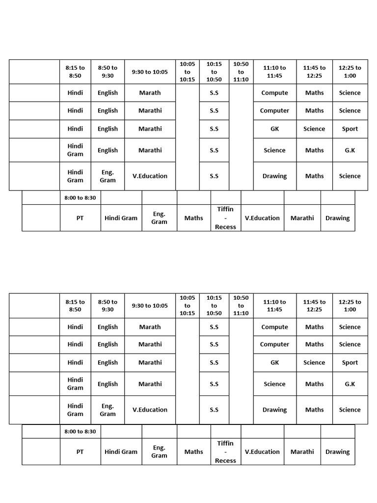 3rdd Time Table For Students | PDF