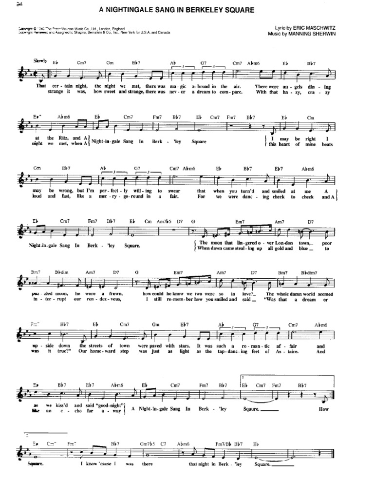 A Nightengale Sang in Berkley Square | PDF