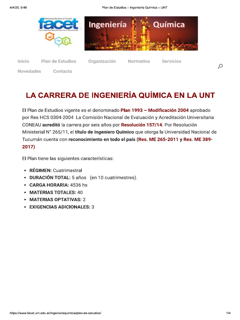 Plan De Estudios Ing Quimica Unt Pdf