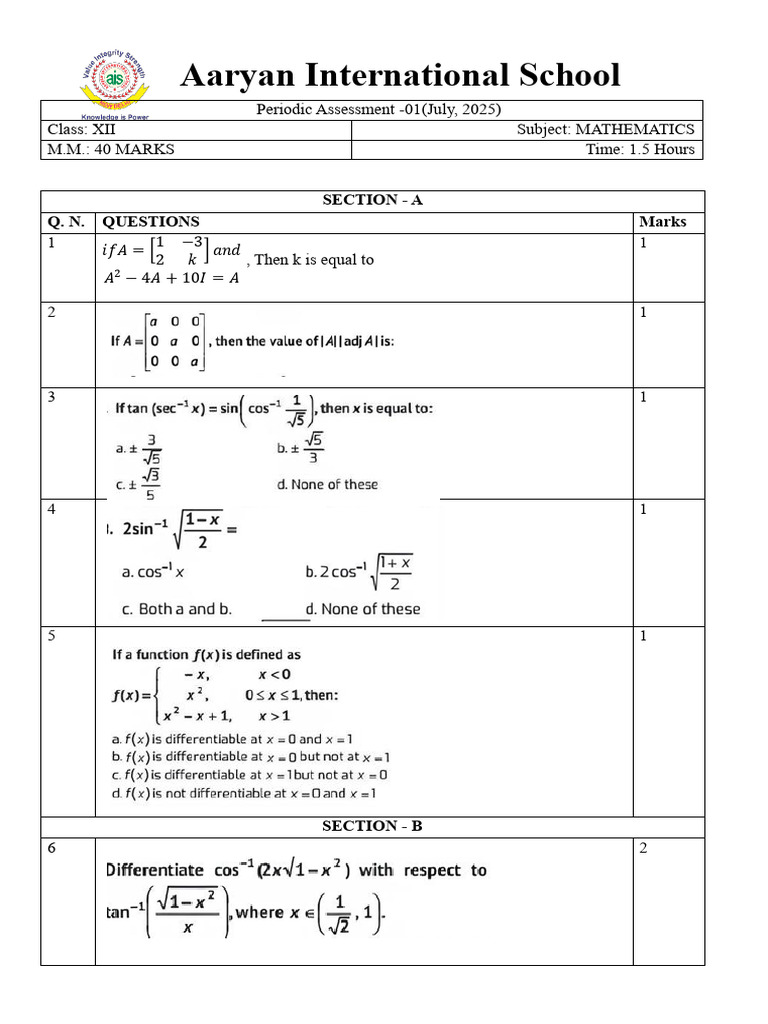12 Maths | PDF