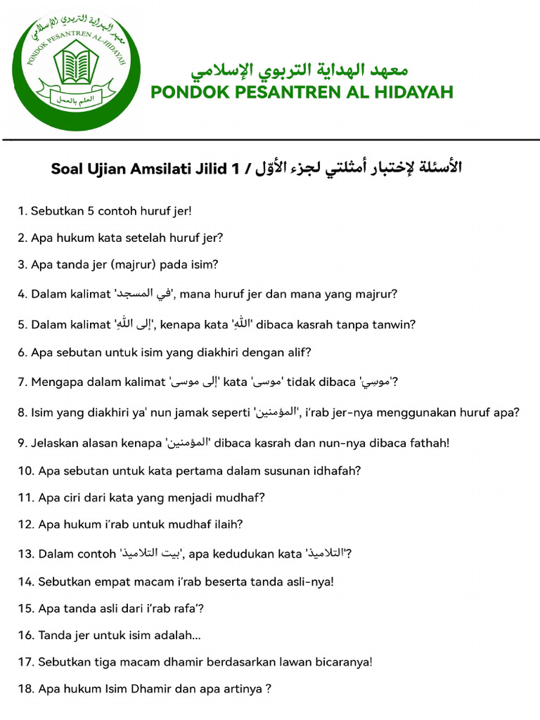 Contoh Soal Amsilati Jilid 1 | PDF