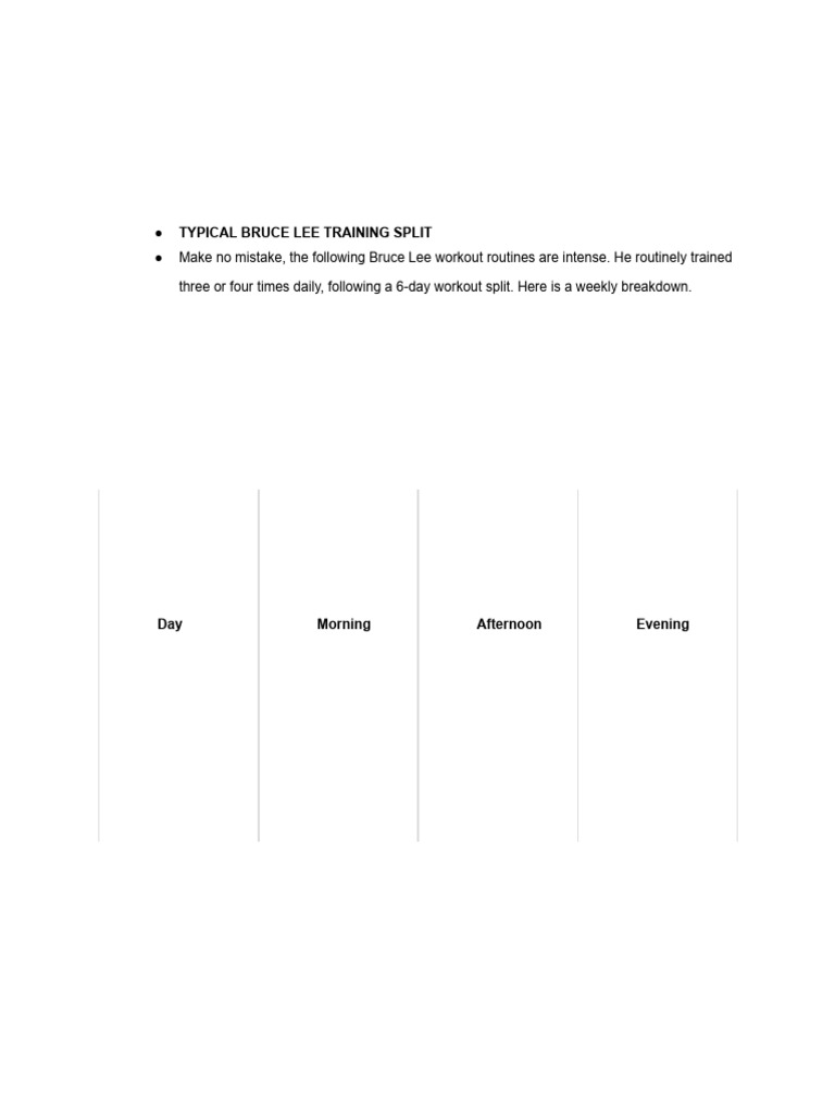 Bruce Lee's Intense Workout Routine | PDF | Anatomical Terms Of Motion ...