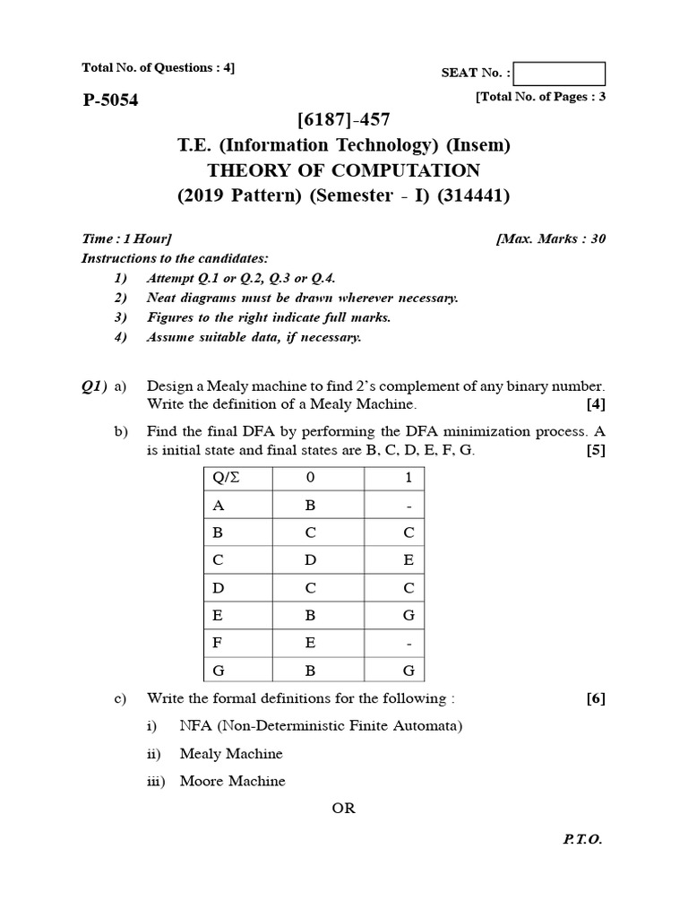 TOC - Sep - 2023 | PDF | Mathematical Logic | Models Of Computation