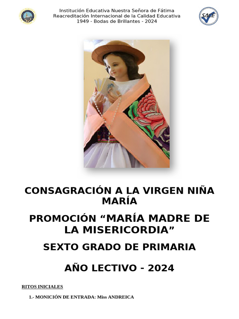 Liturgia Consag Niña María 24 Monit Tutora Ok | PDF | María, madre de ...