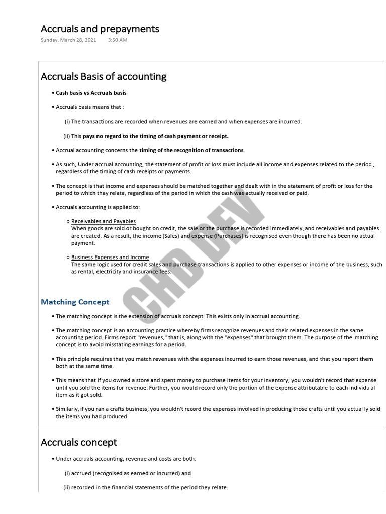 Accruals and Prepayments | PDF | Accrual | Deferral