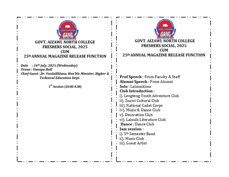 Freshers' Day 2025 Programme PDF | PDF
