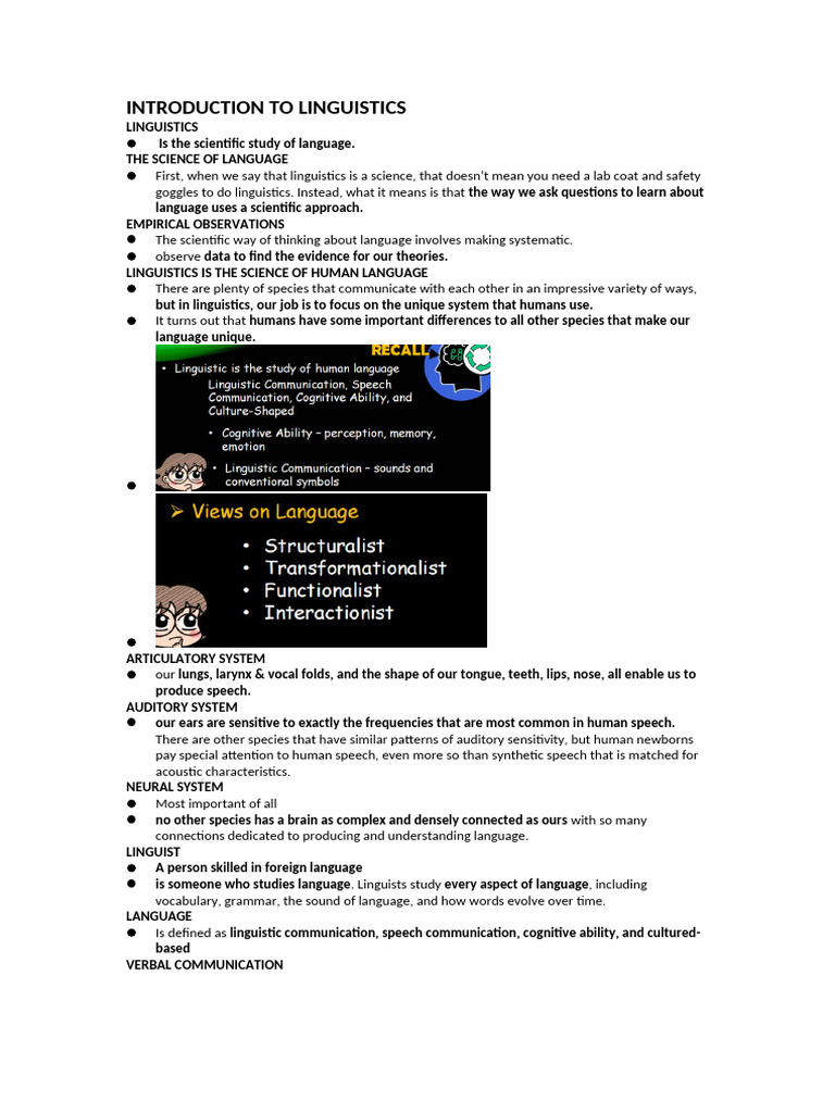 Introduction to Linguistics Overview | PDF | Speech | Linguistics
