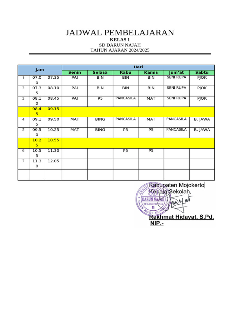 Jadwal Pembelajaran | PDF