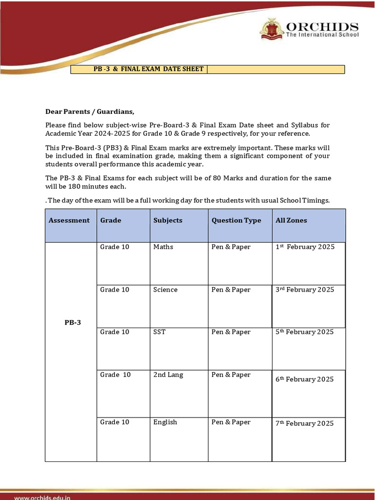 Pb3 & Final Exam Circular (20!01!2025) | PDF
