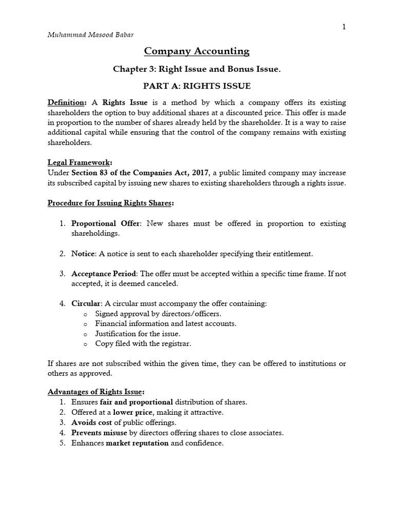 Rights and Bonus Issues Explained | PDF | Dividend | Capital Surplus