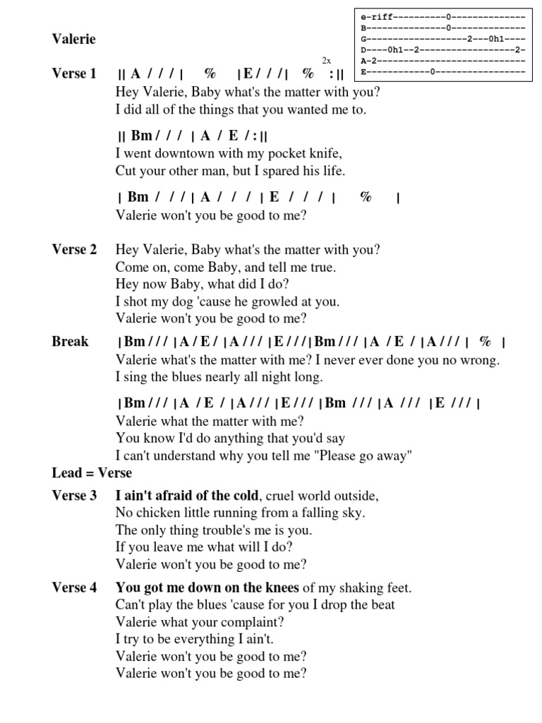 Meaning of "Valerie" Lyrics | PDF