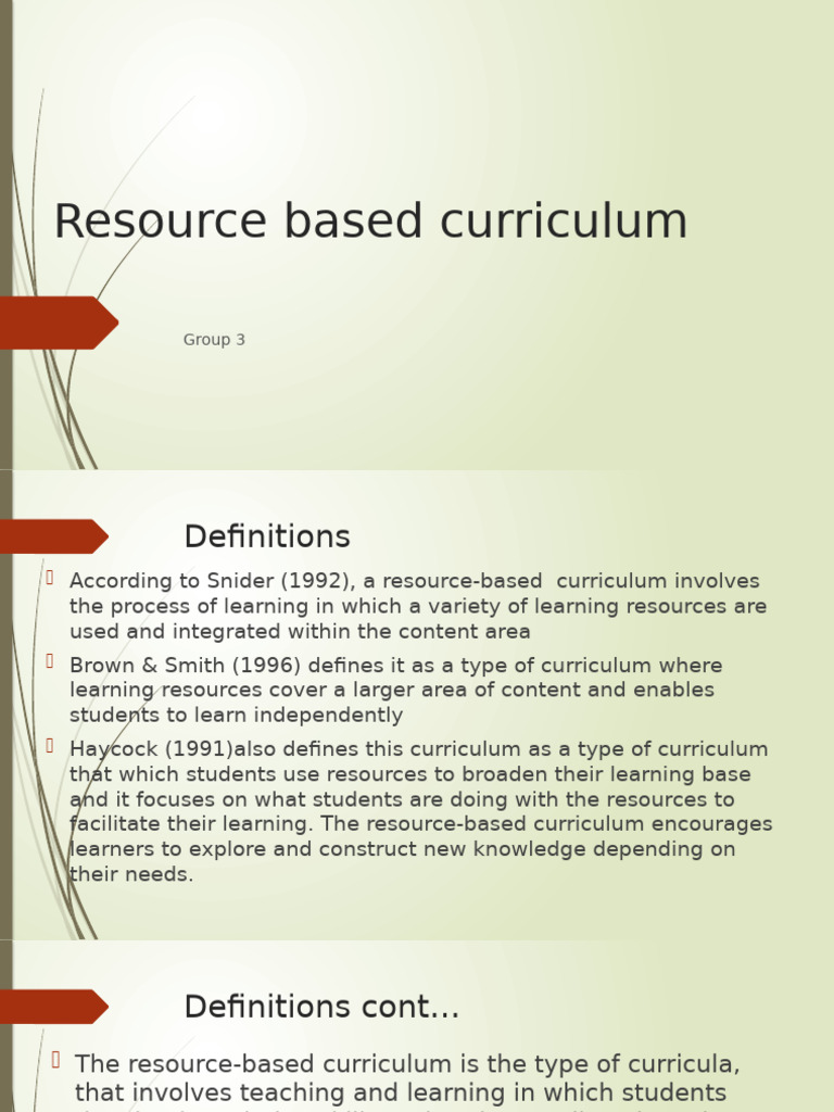 Resource Based Curriculum..Pp | PDF | Curriculum | Learning