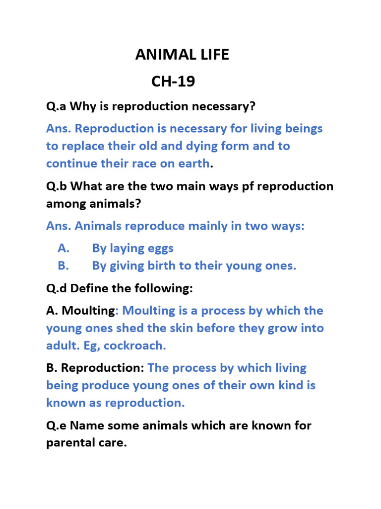 Animal Reproduction and Parental Care | PDF