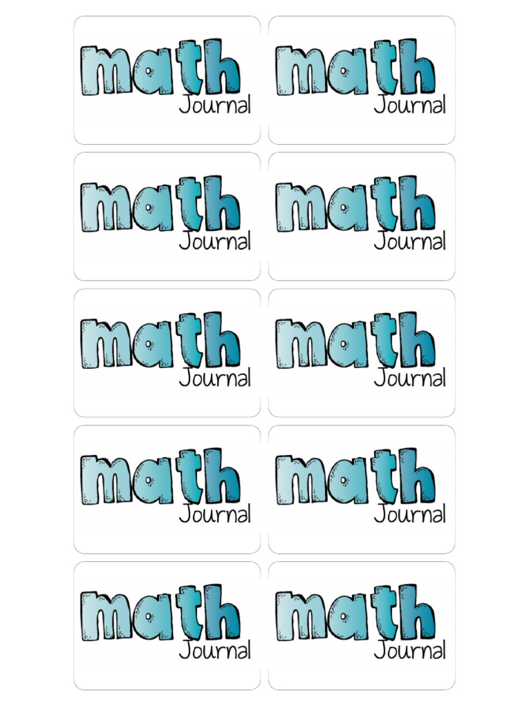 Math Journal Labels | PDF
