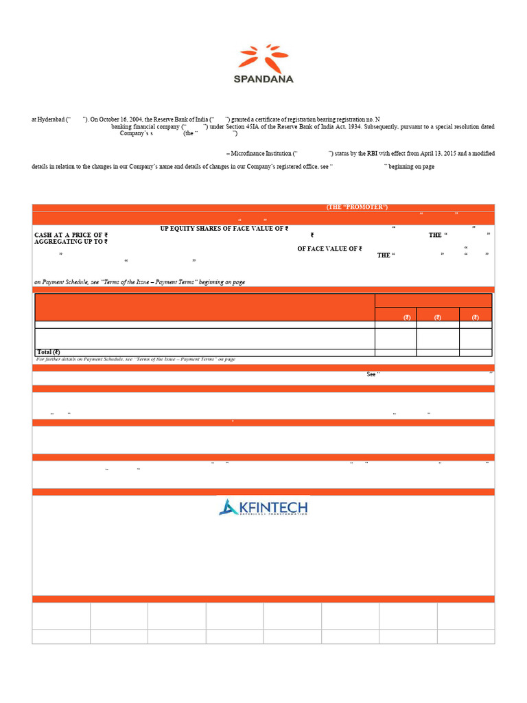 Spandhana Spporthy - Right Issue (Letter of Offer) | PDF | Equity ...