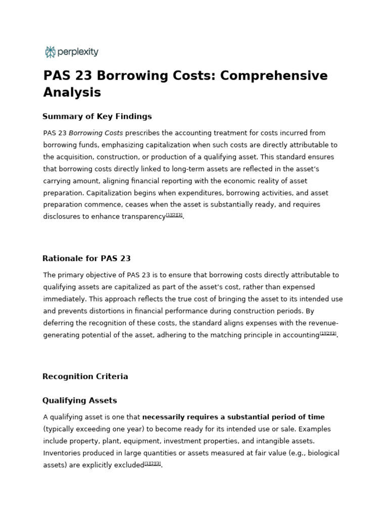 PAS 23 Borrowing Costs Overview | PDF | Expense | Cost