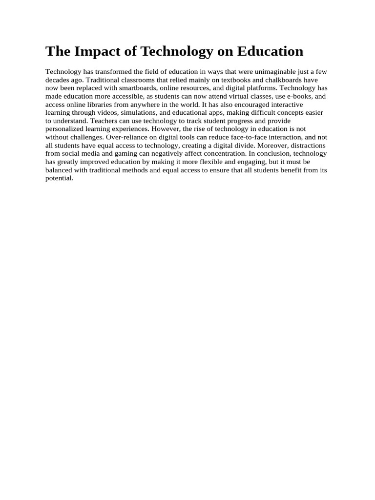 The Impact of Technology On Education | PDF