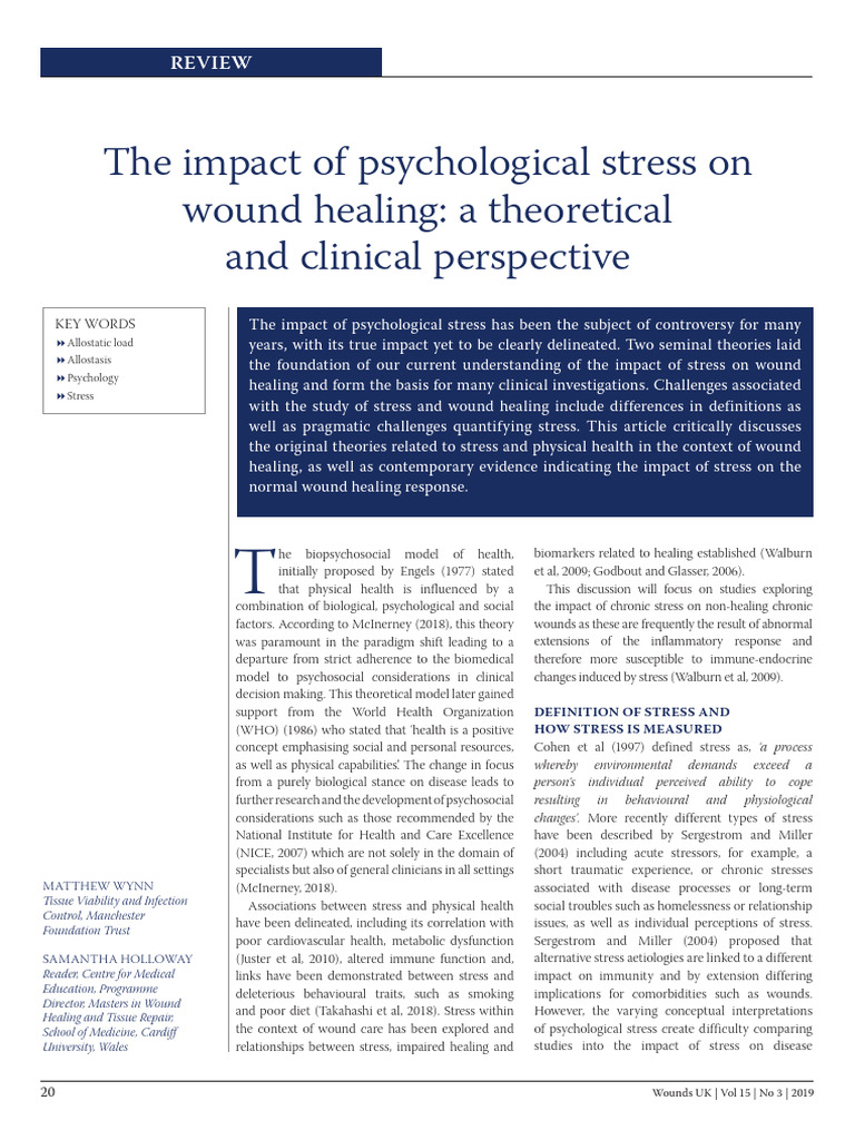 The Impact of Psychological Stress On Wound Healing: A Theoretical and ...