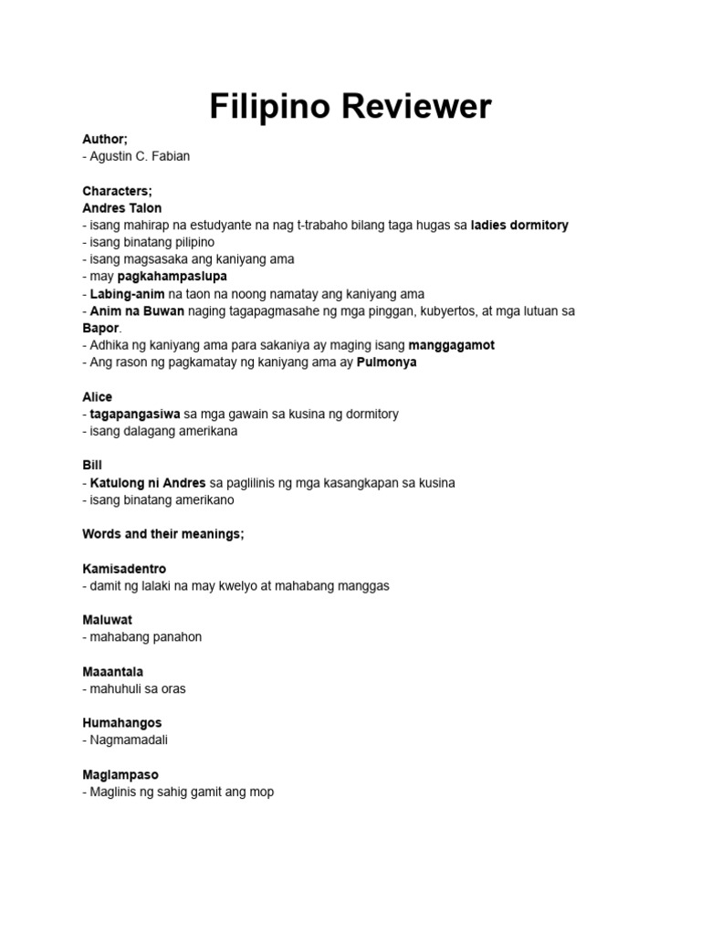 Filipino Reviewer | PDF