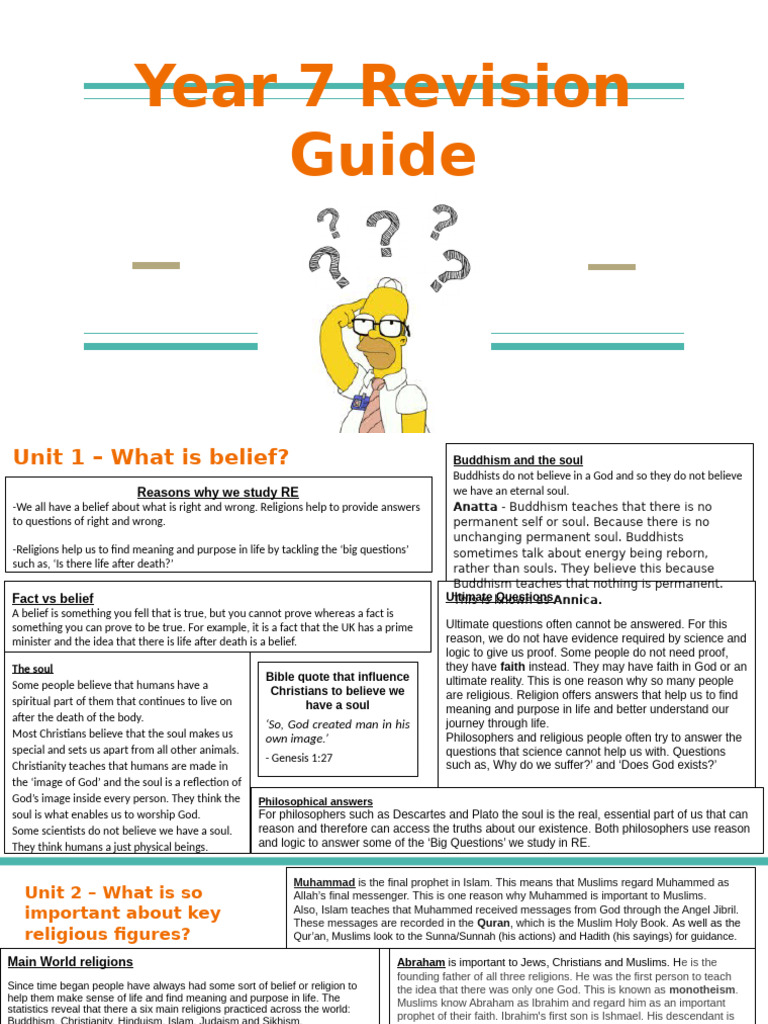 Revision Year 7 End of Year Exam 2025 | PDF | Jesus | Prophets And ...