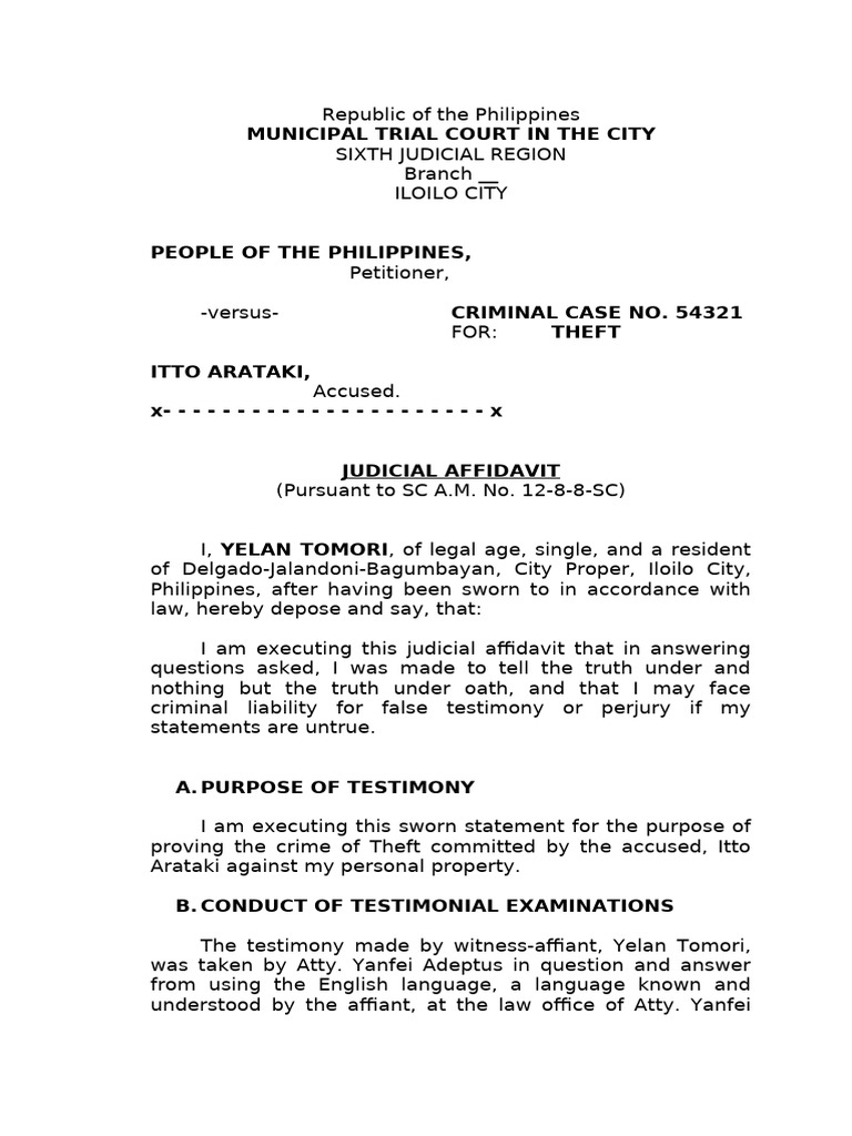 Judicial Affidavit Legal Forms | PDF | Affidavit | Perjury