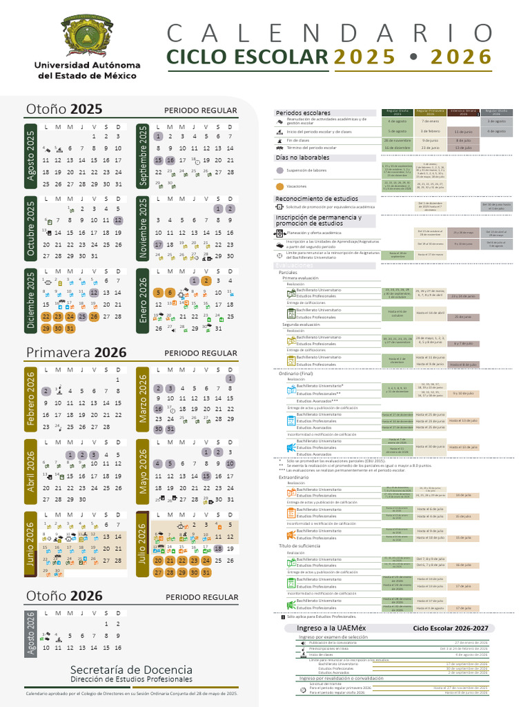 Calendario Escolar Uaeméx 2026 Pdf Otoño