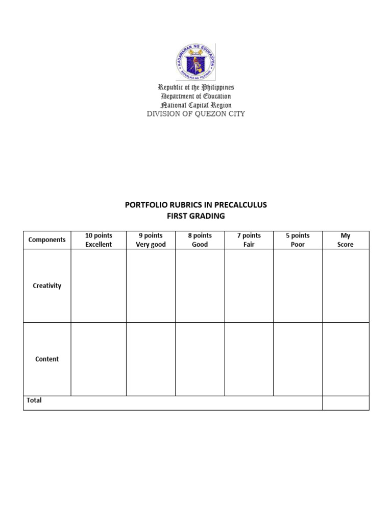 Precalculus Portfolio Rubrics 2025-2026 | PDF