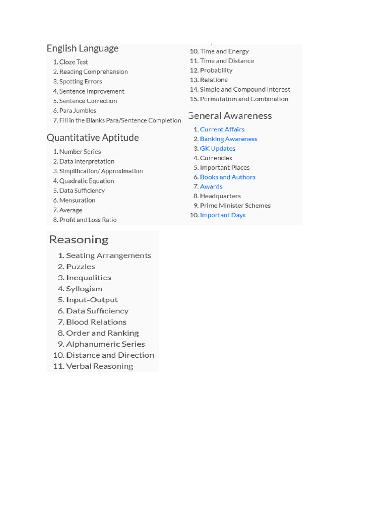 Bank Exam Syllabus | PDF