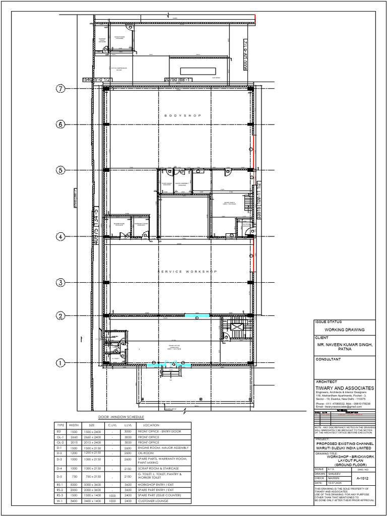 A-1012 - Workshop - Brickwork Layout Plan (Ground Floor) | PDF