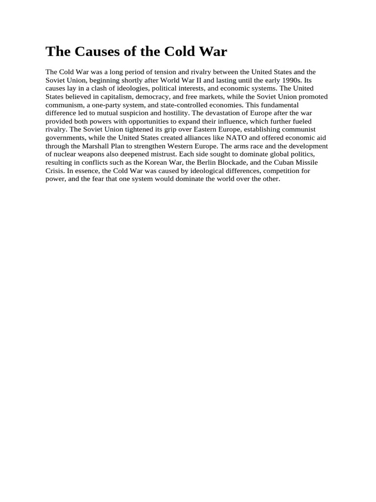 The Causes of The Cold War | PDF