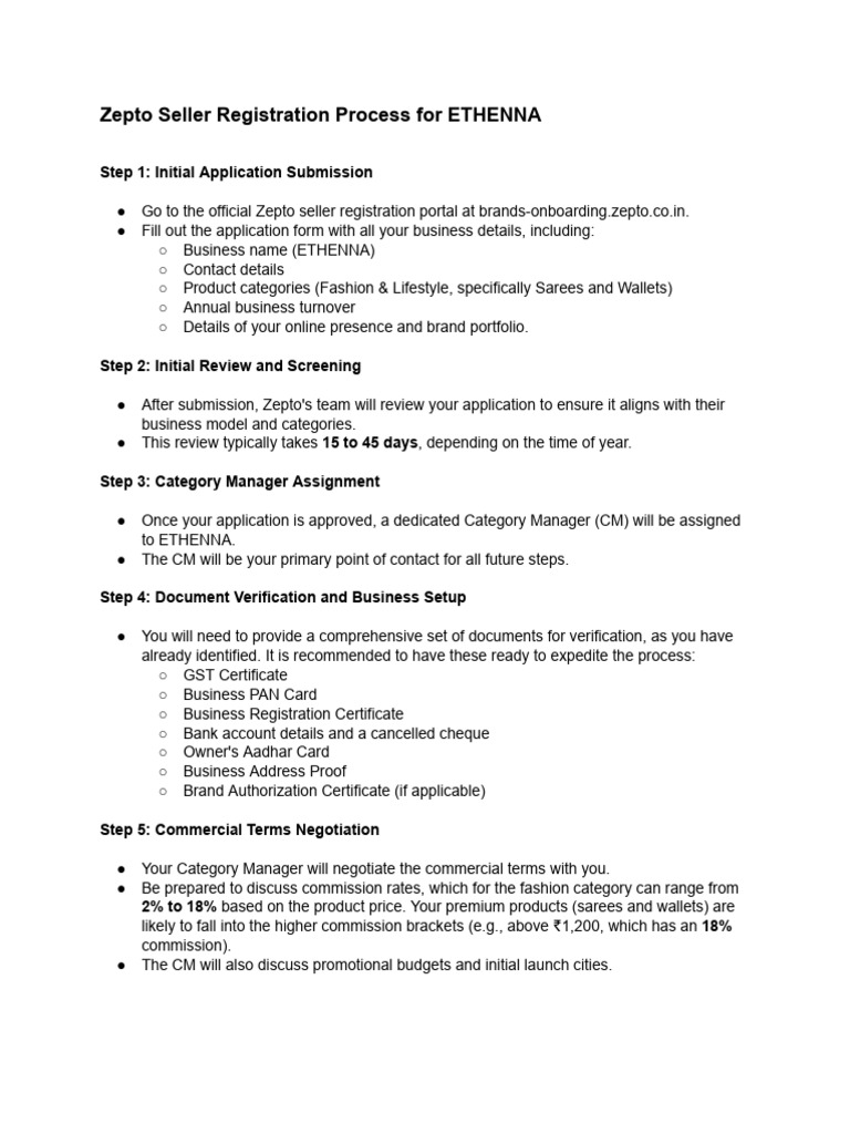 Zepto Seller Registration Process | PDF | Business