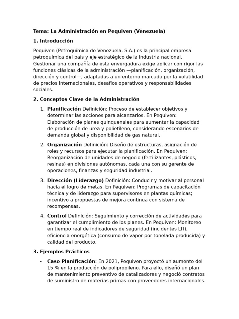 Administración Estratégica en Pequiven | PDF | Planificación | Business