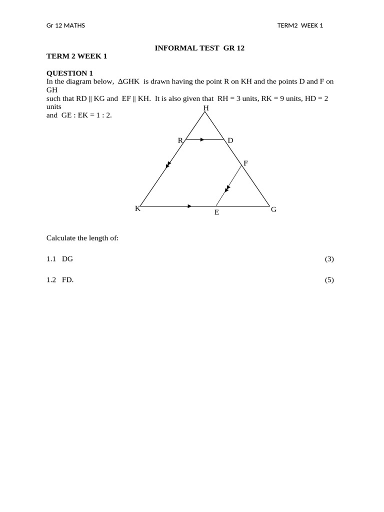 GR 12 Informal Test Term 2 Week 1 Op + Memo... | PDF