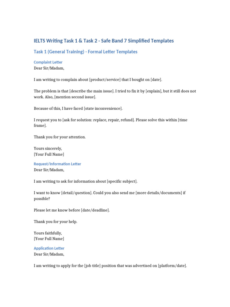 IELTS Writing Templates Band7 | PDF | Essays