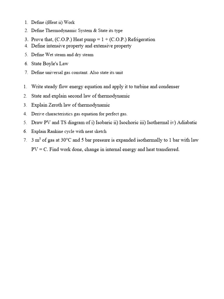 Thermal Engineering Question Bank | PDF